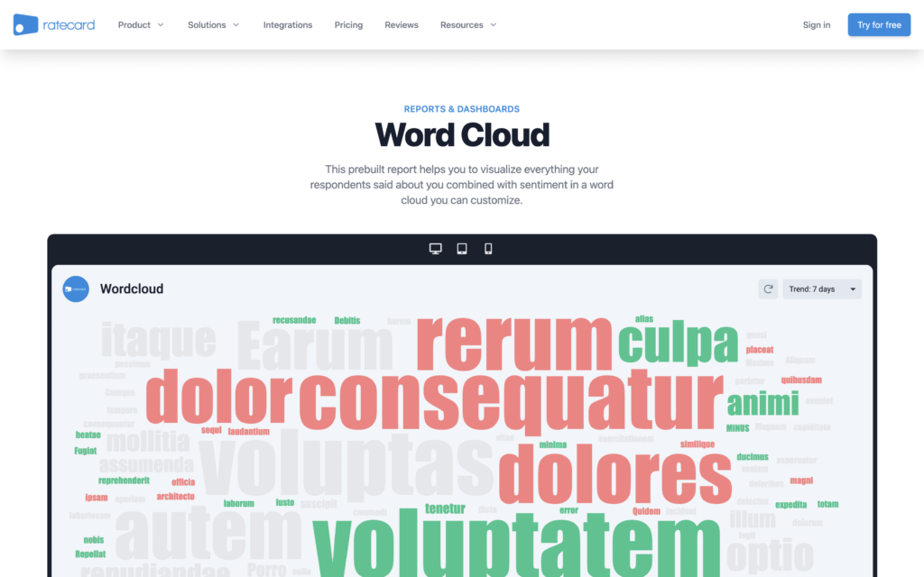 Word Cloud - Aggregate, filter & analyze data via this report