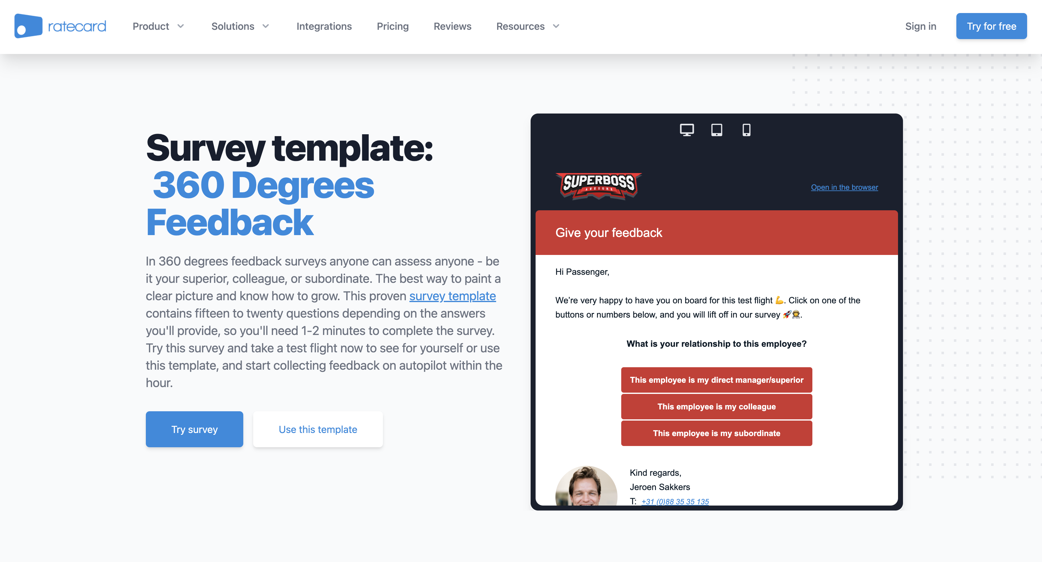 360 Degrees Feedback - Survey template with sample questions